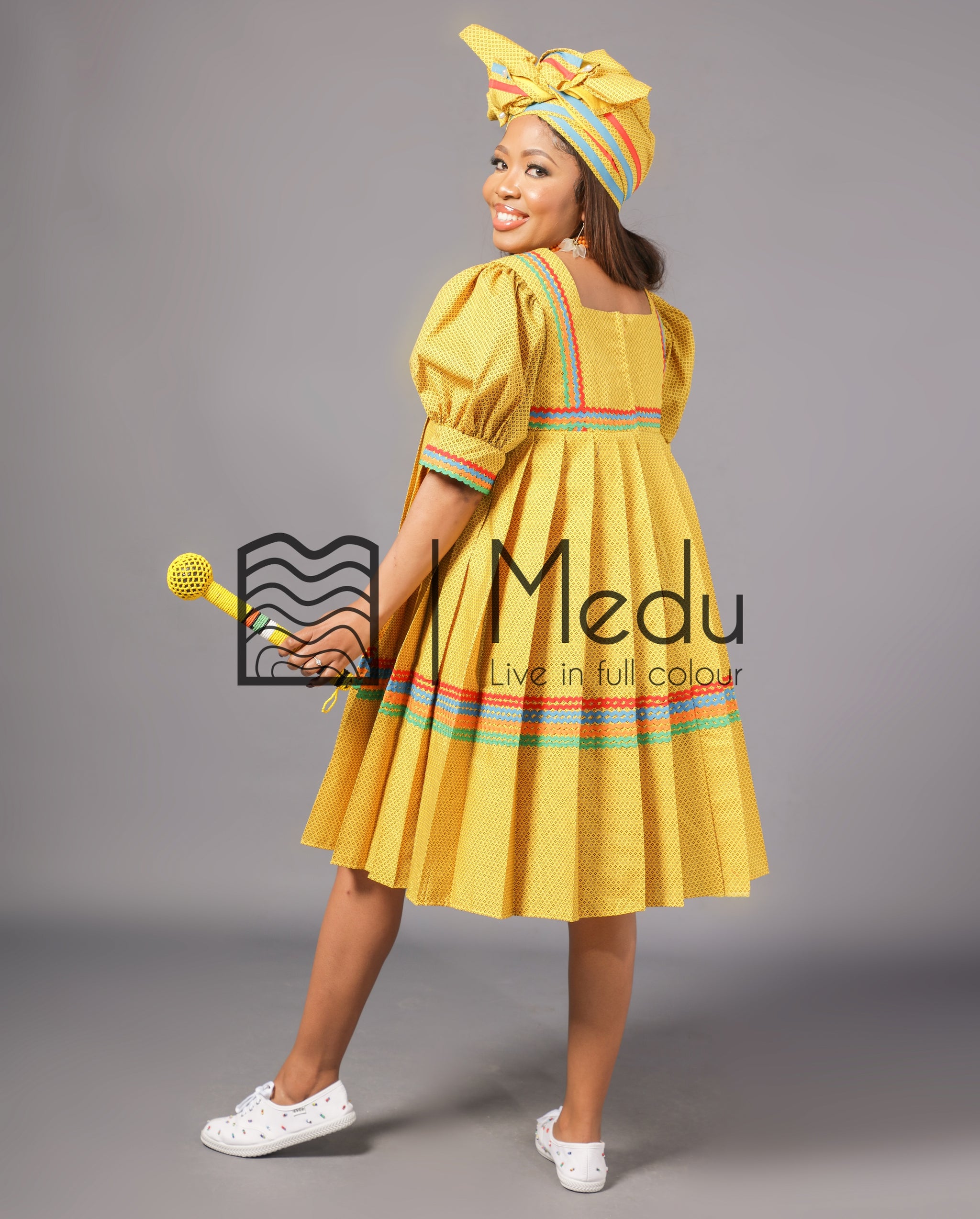 Kwena Pleated Yele Dress In Yellow – MEDU by Sepedi Bapedi