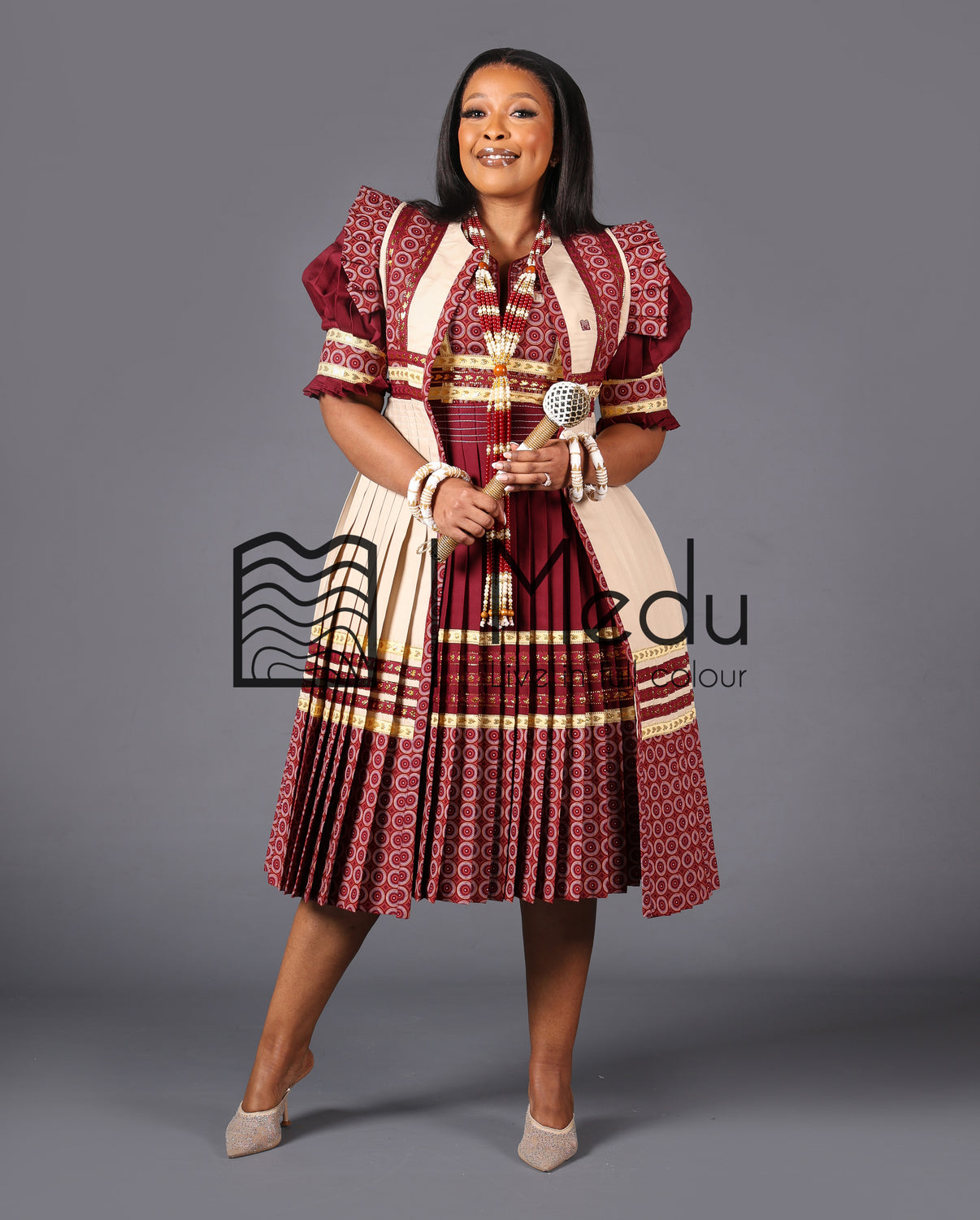 Modipadi Luxe Dress Set in Maroon – MEDU by Sepedi Bapedi