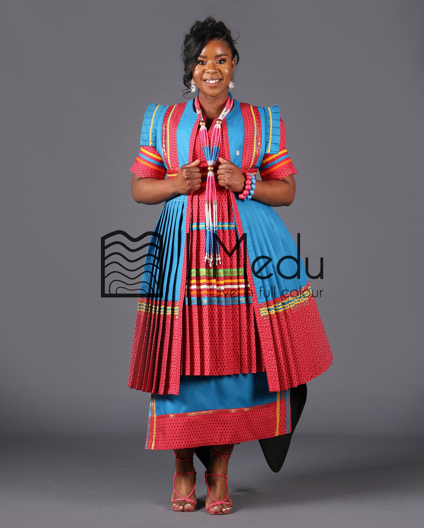 Manoko Bridal Set in Pink and Turquoise – MEDU by Sepedi Bapedi