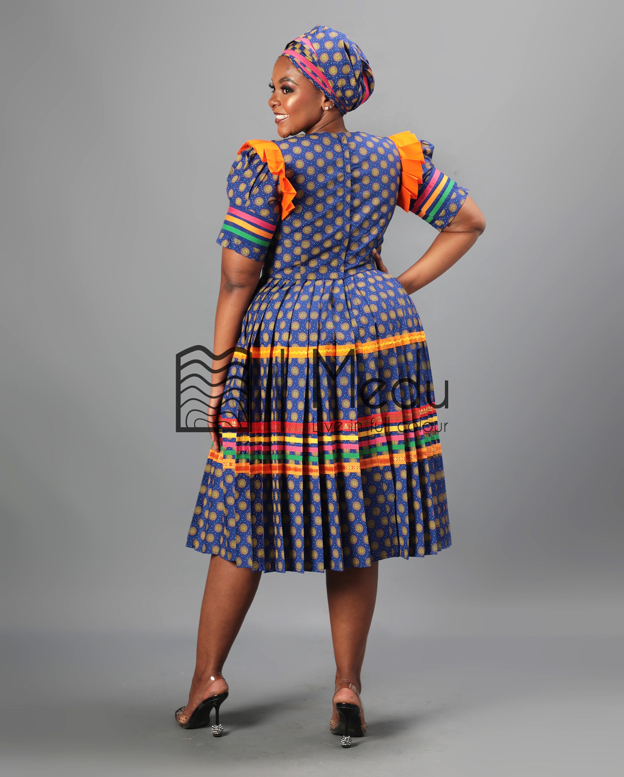 Boledi Pleated Dress in Blue – MEDU by Sepedi Bapedi